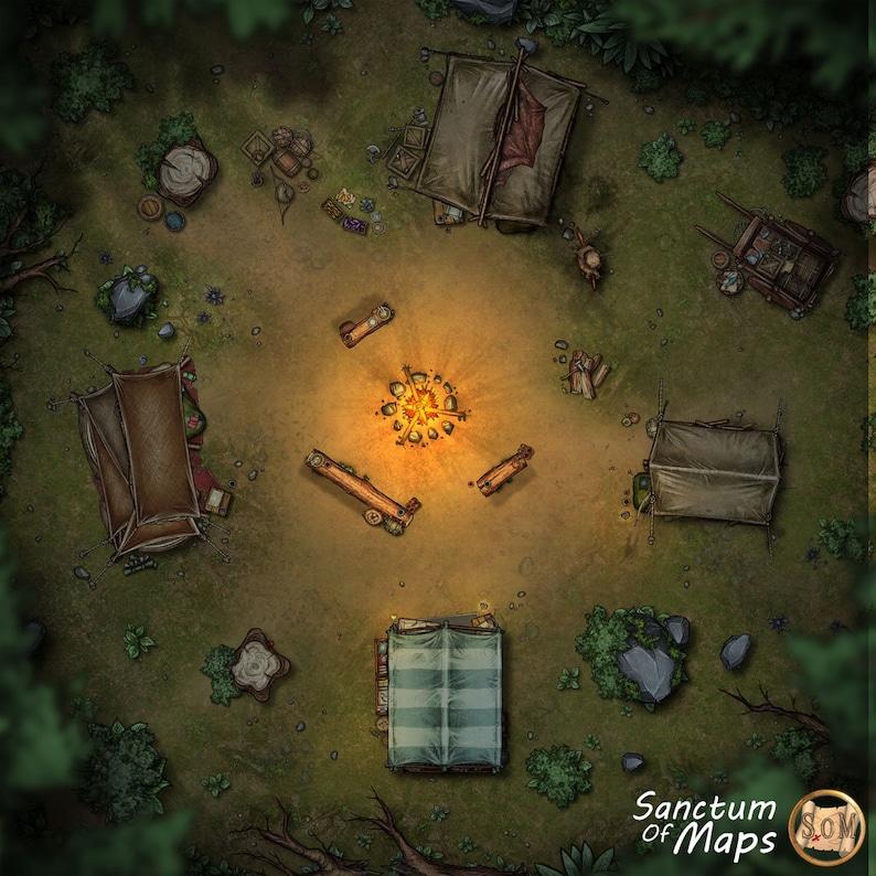CAMPSITE Battle Map, Dnd Battle Map, D&D, Battlemap, Dungeons and ...
