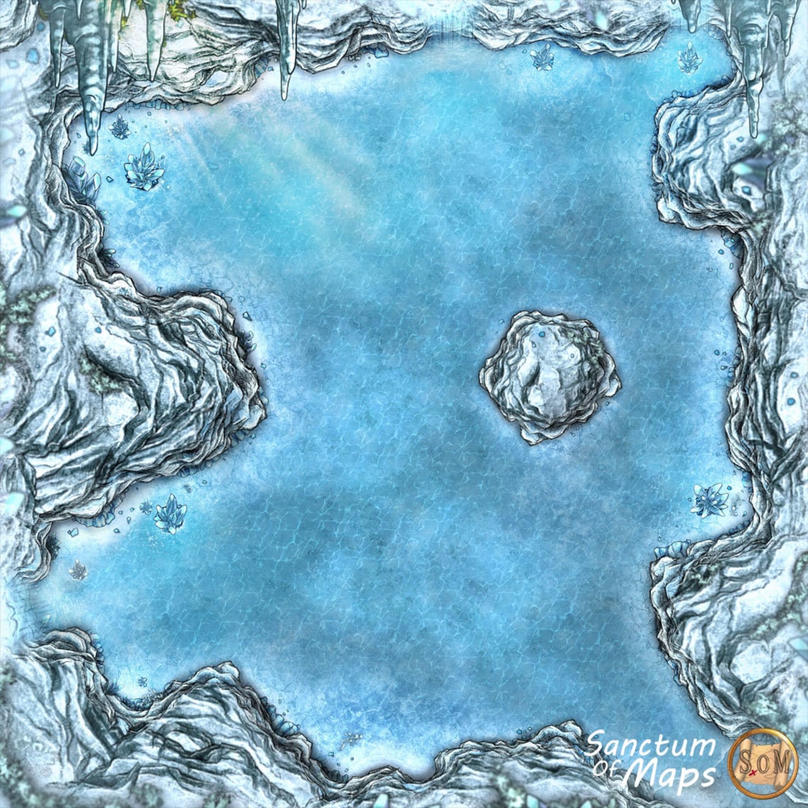 WATER CAVERN Battle Map, Dnd Battle Map, D&D, Battlemap, Dungeons and Dragons, 5e, Roll20 ...