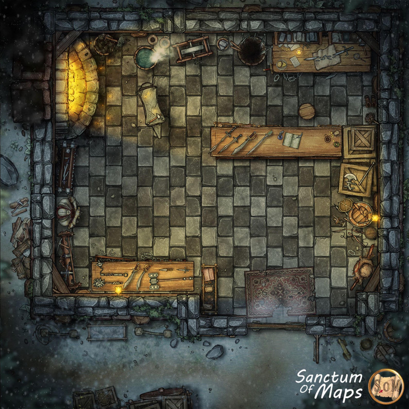 WINTER BLACKSMITH Battle Map, Dnd Battle Map, D&D, Battlemap, Dungeons ...