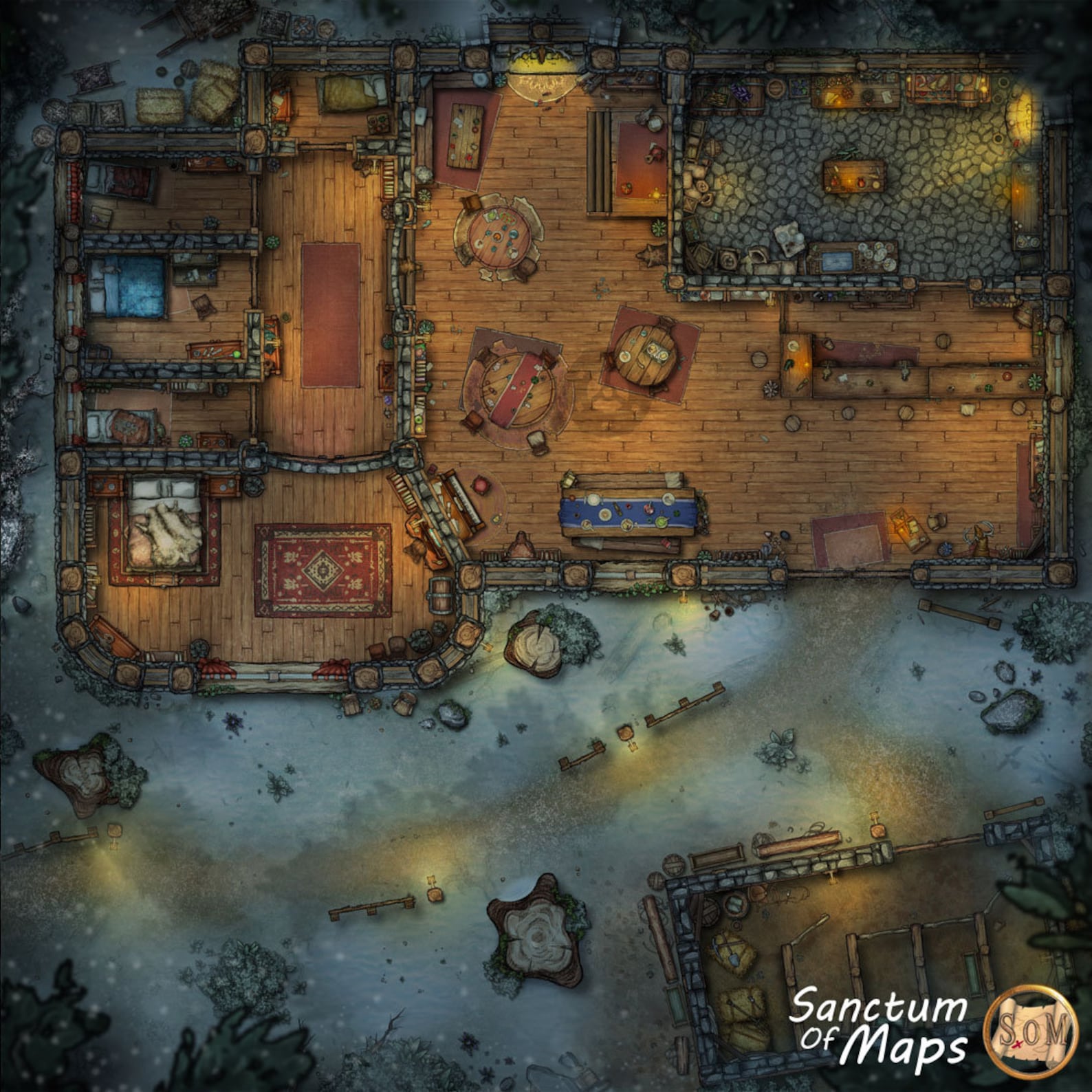 SNOWY TAVERN Battle Map, Dnd Battle Map, D&D, Battlemap, Dungeons and ...