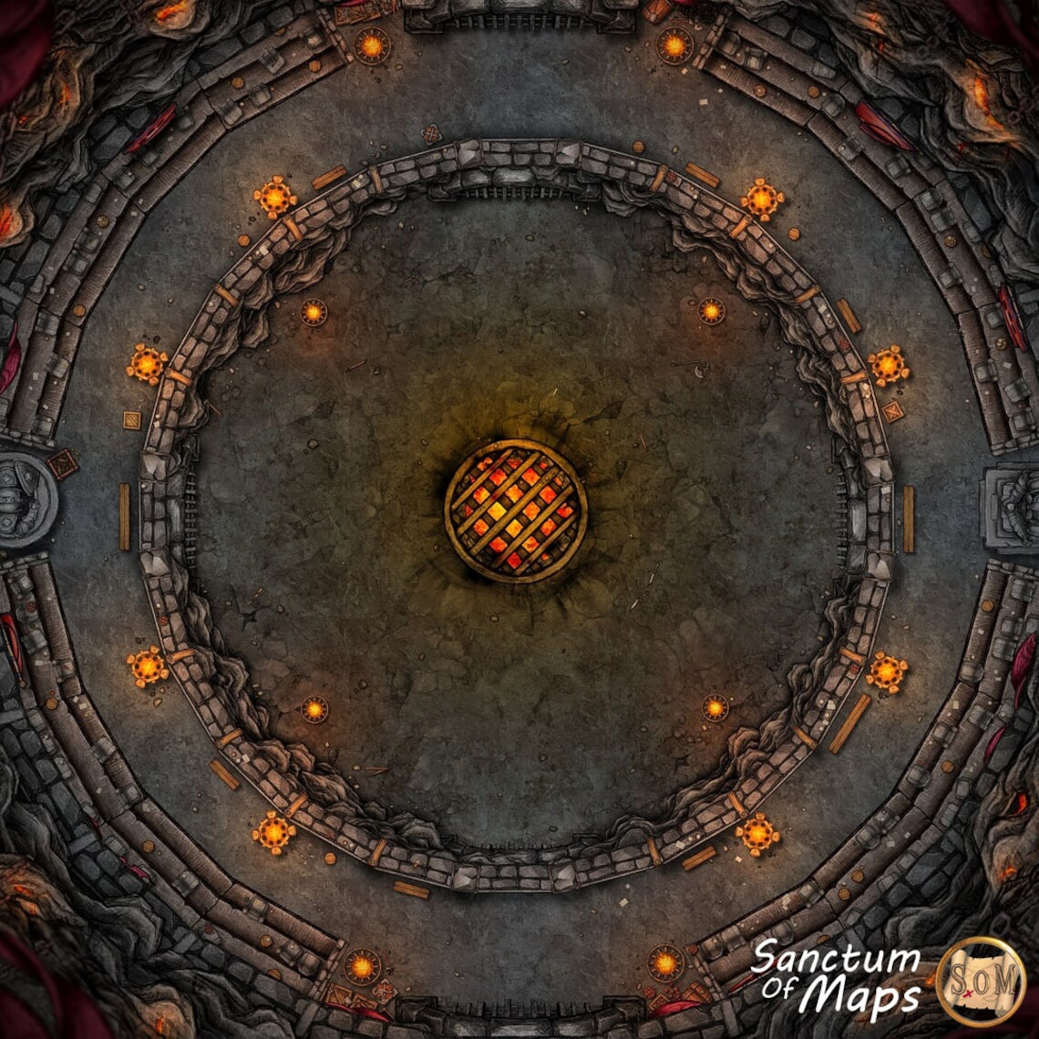 LAVA ARENA Battle Map, Dnd Battle Map, D&D, Battlemap, Dungeons and Dragons, 5e, Roll20, Foundry ...
