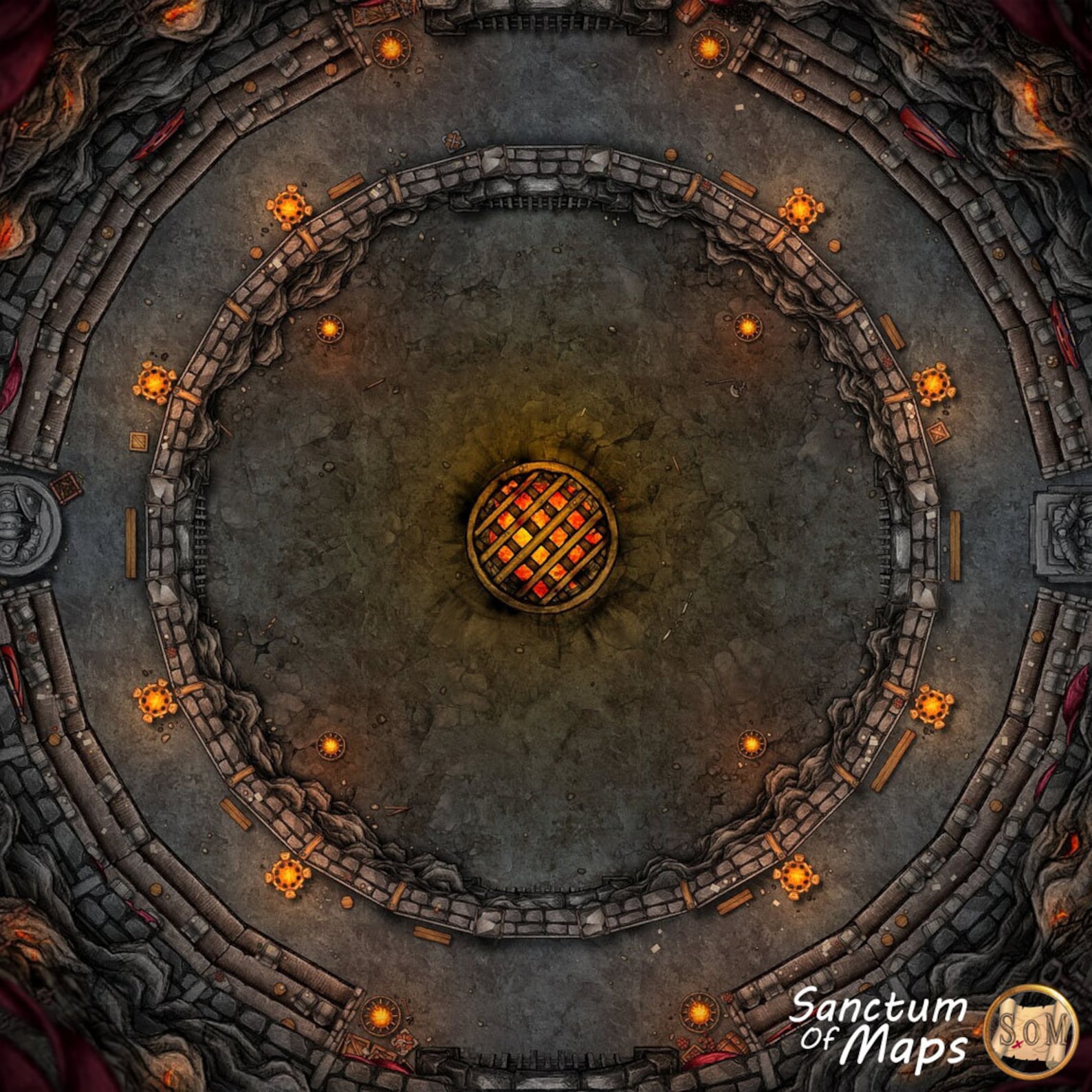 LAVA ARENA Battle Map, Dnd Battle Map, D&D, Battlemap, Dungeons and ...