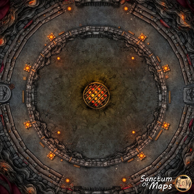 LAVA ARENA Battle Map, Dnd Battle Map, D&D, Battlemap, Dungeons and ...
