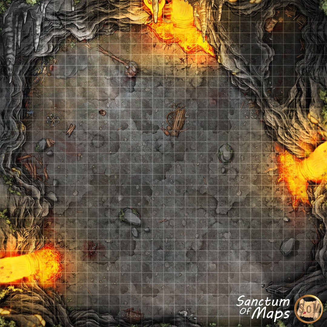 Lava Cave Troll Battle Map, Dnd Battle Map, D&D, Battlemap, Dungeons ...