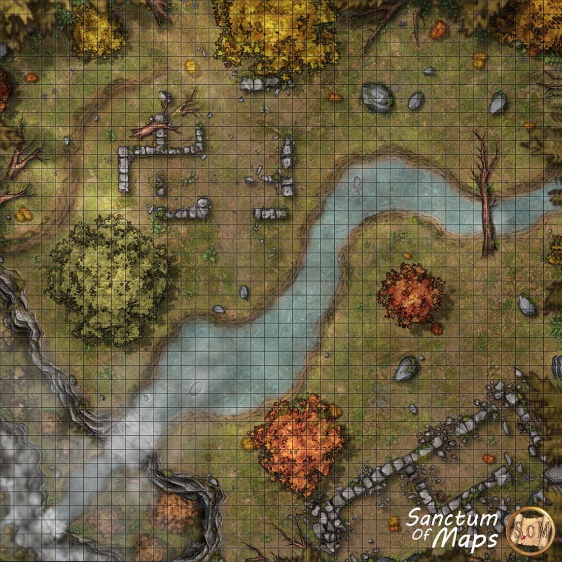 FOREST RUINS Battle Map, Dnd Battle Map, D&D, Battlemap, Dungeons and ...