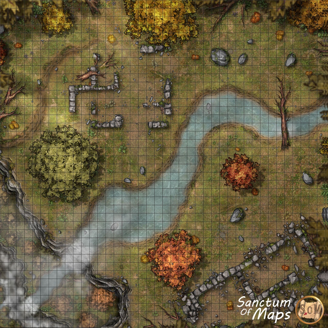 FOREST RUINS Battle Map, Dnd Battle Map, D&D, Battlemap, Dungeons and Dragons, 5e, Roll20 ...