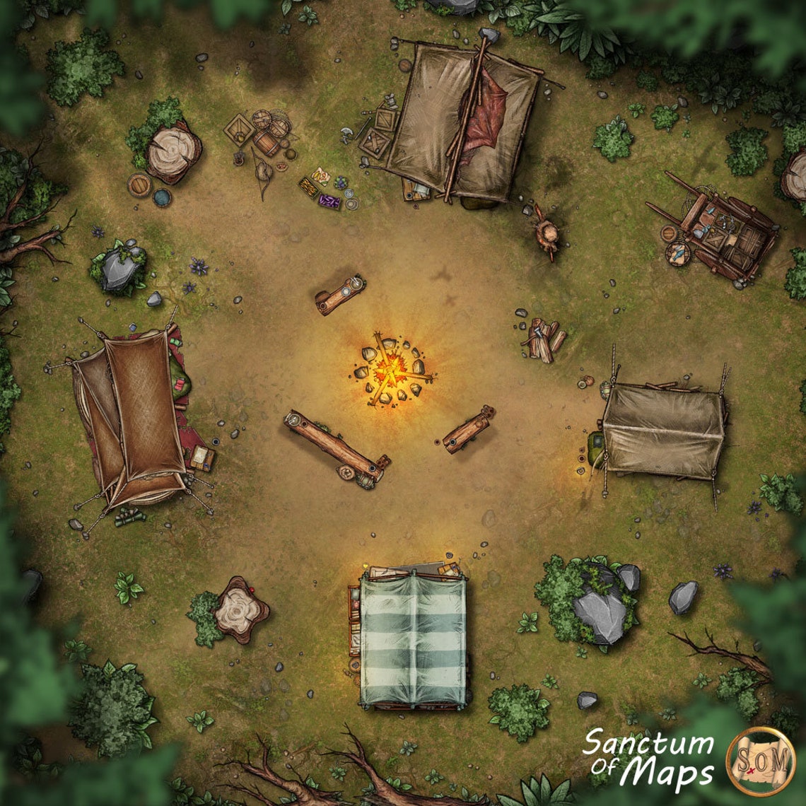 Campsite Battle Map Dnd Battle Map Dandd Battlemap Dungeons And Dragons 5e Roll20 Foundry 7045