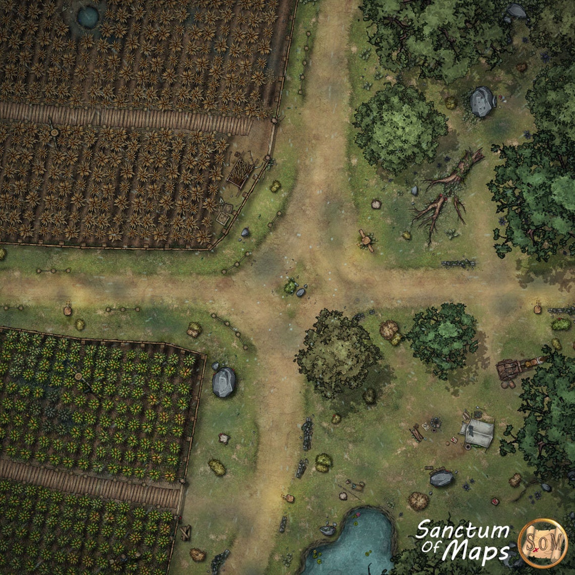 RAINY CROSSROAD Battle Map, Scarlet Monastery, Dnd Battle Map, D&D ...