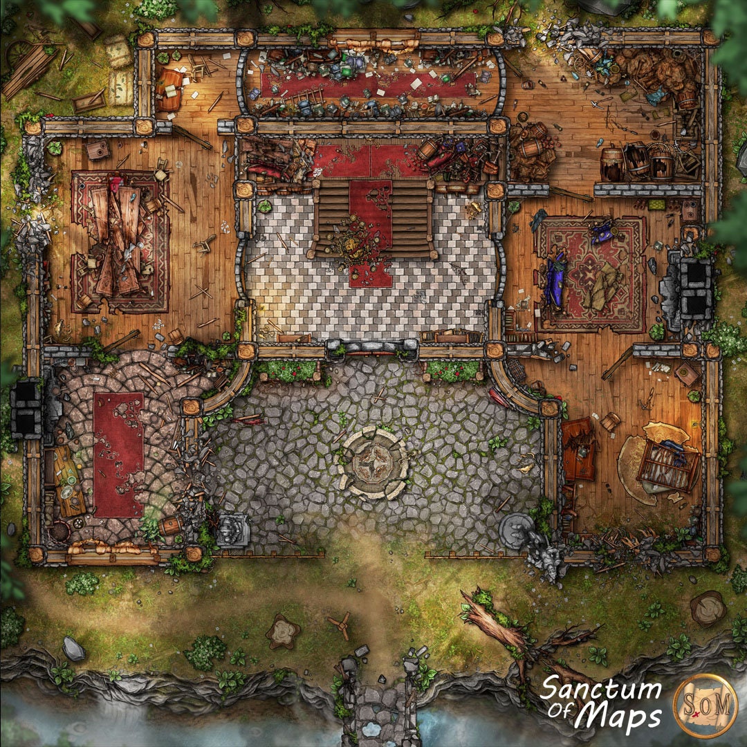 MANSION RUIN Battle Map, Dnd Battle Map, D&D, Battlemap, Dungeons and ...