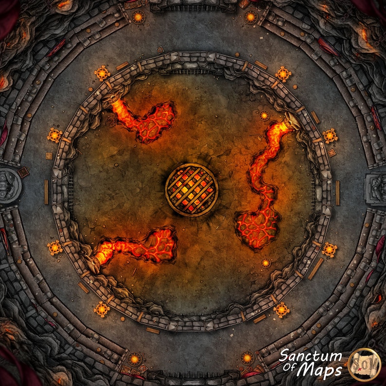 MOLTEN ARENA Battle Map, Dnd Battle Map, D&D, Battlemap, Dungeons and ...