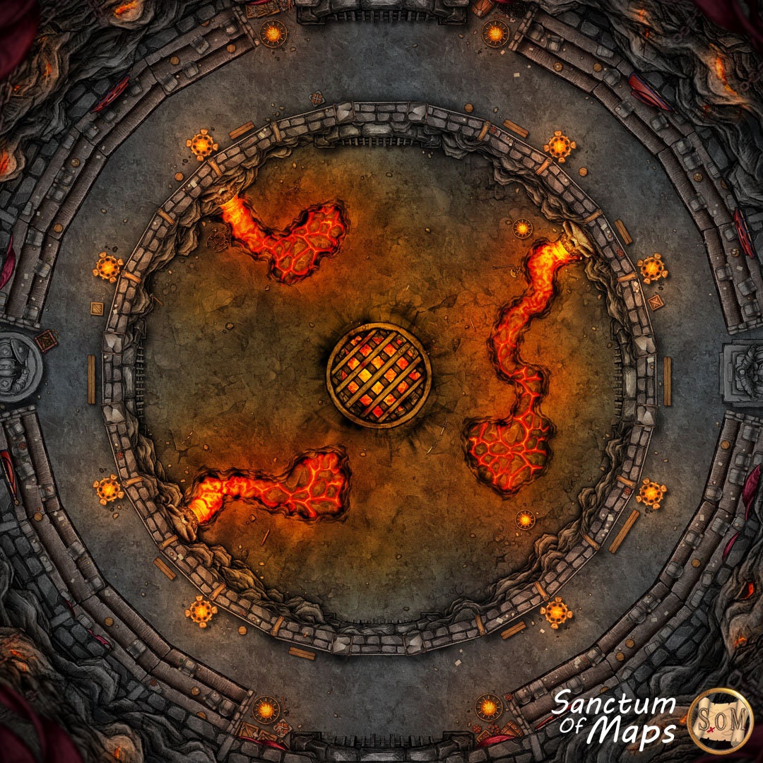 MOLTEN ARENA Battle Map, Dnd Battle Map, D&D, Battlemap, Dungeons and ...