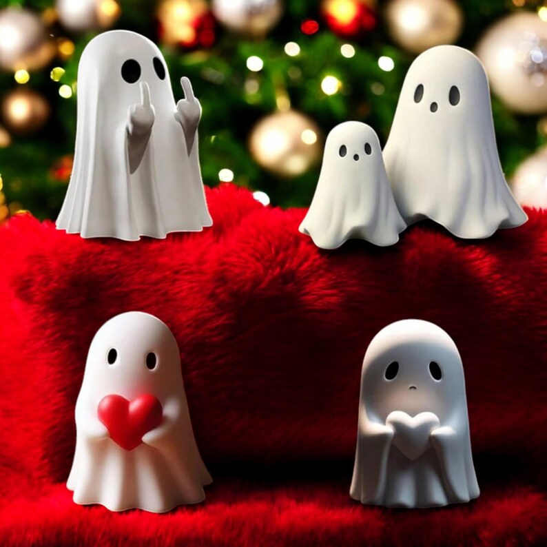 Middle Finger Cute Ghost Statue Small Scary Ghost Figurine Home Décor ...