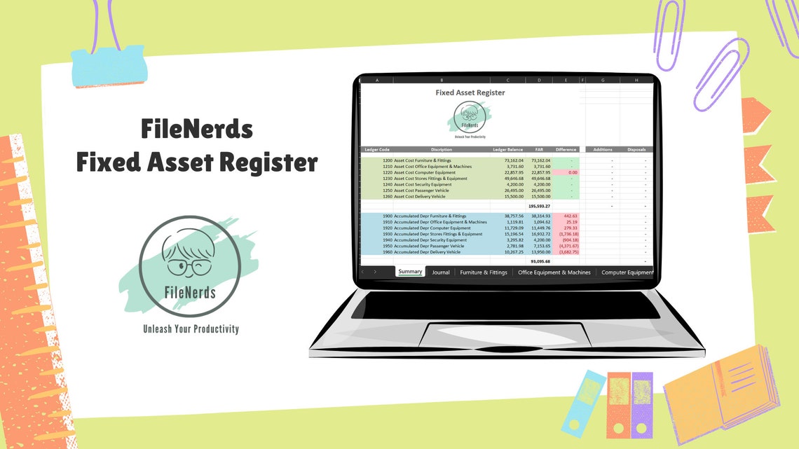 Filenerds Fixed Asset Register Template - Etsy