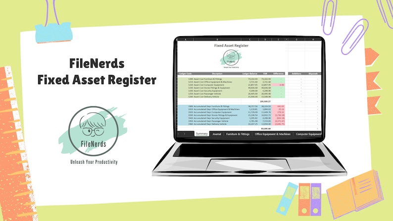 Filenerds Fixed Asset Register Template - Etsy