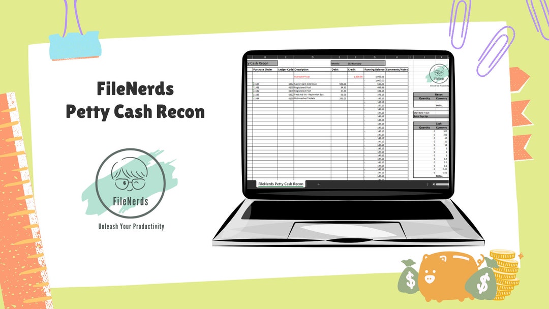 Filenerds Petty Cash Recon Template - Etsy