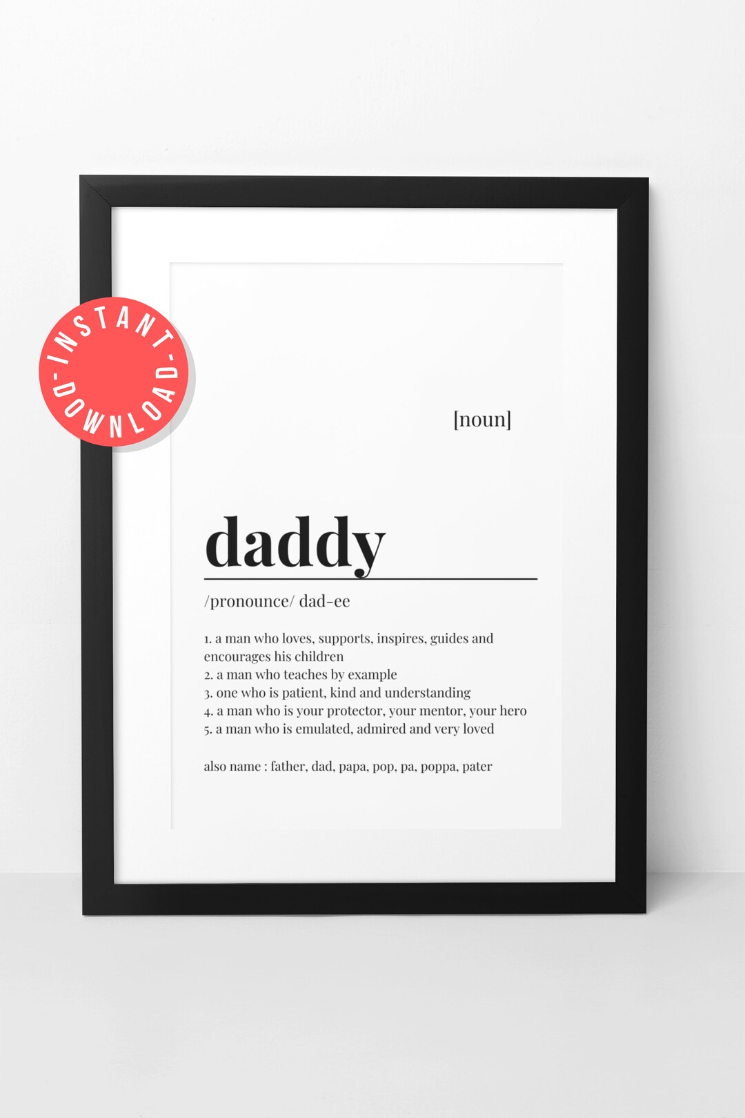 DADDY DEFINITION MEANING Printable Wall Art Daddy Gift Fathers Day ...