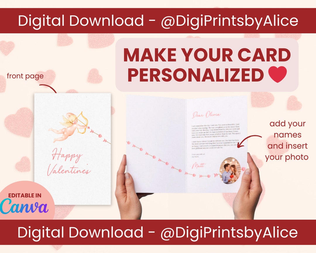 Editable Valentine's Day Card Template Minimalist Love Letter Design ...