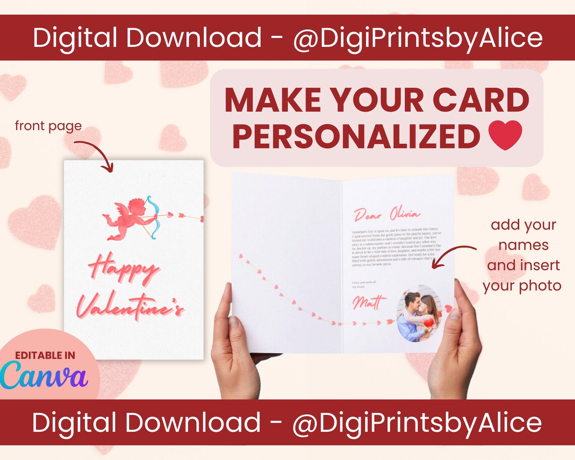 Editable Valentine's Day Card Template Minimalist Love Letter Design ...