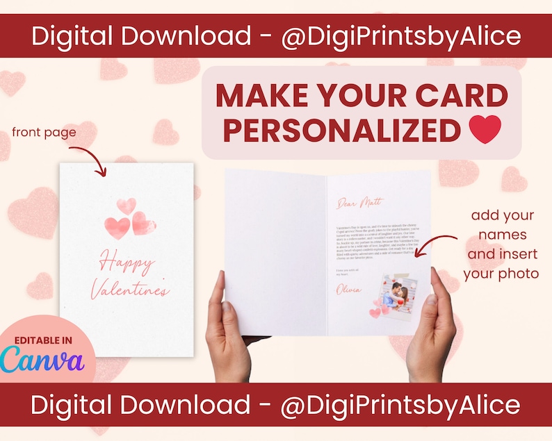 Editable Valentine's Day Card Template Minimalist Love Letter Design ...