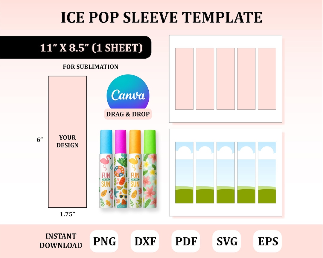 Ice Pop Sleeve Template, Ice Pop Sleeve Svg, Ice Pop Sleeve Sublimation ...