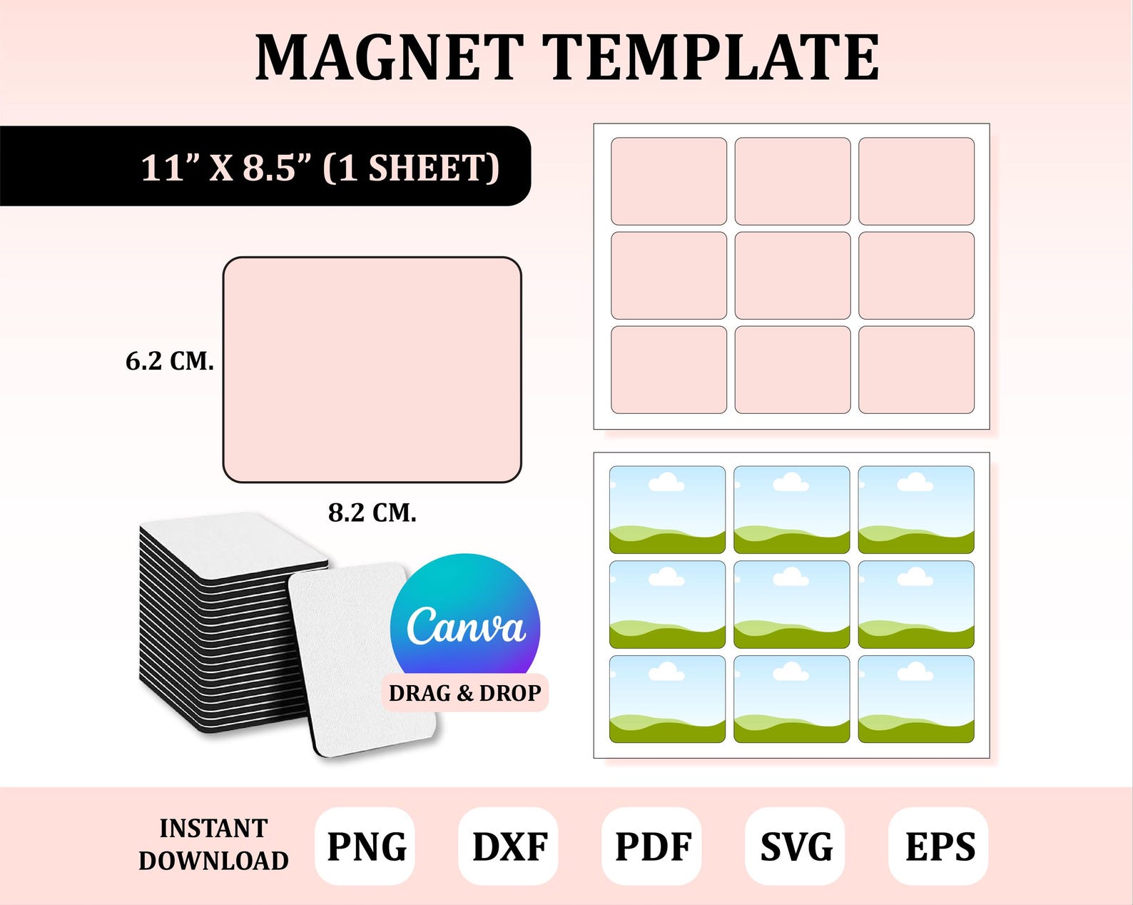 Magnet Template, Magnet Template Svg, Magnet Sublimation, Magnet Blanks ...