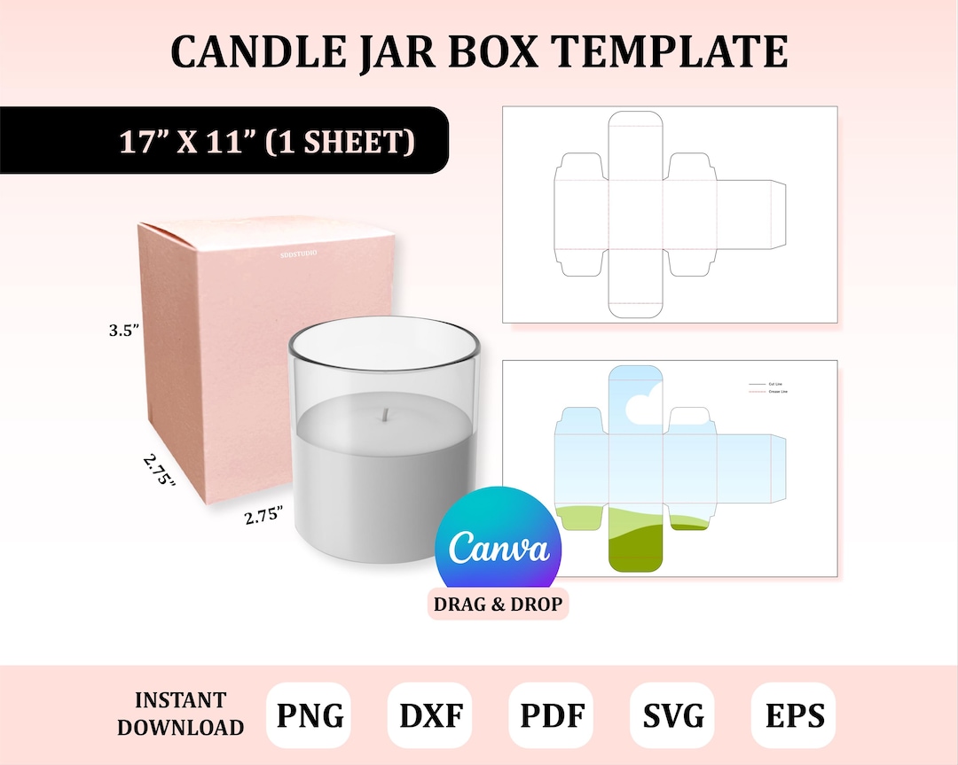 Candle Jar Box Template, Candle Jar Box Svg, Candle Packaging , Candle ...