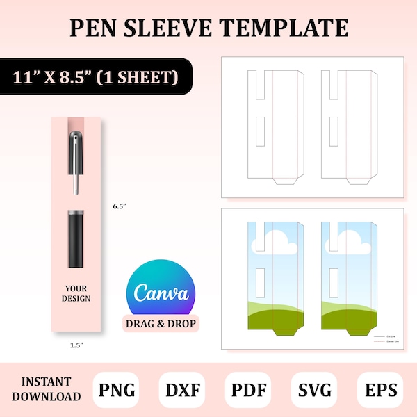 Pen Sleeve Template - Etsy