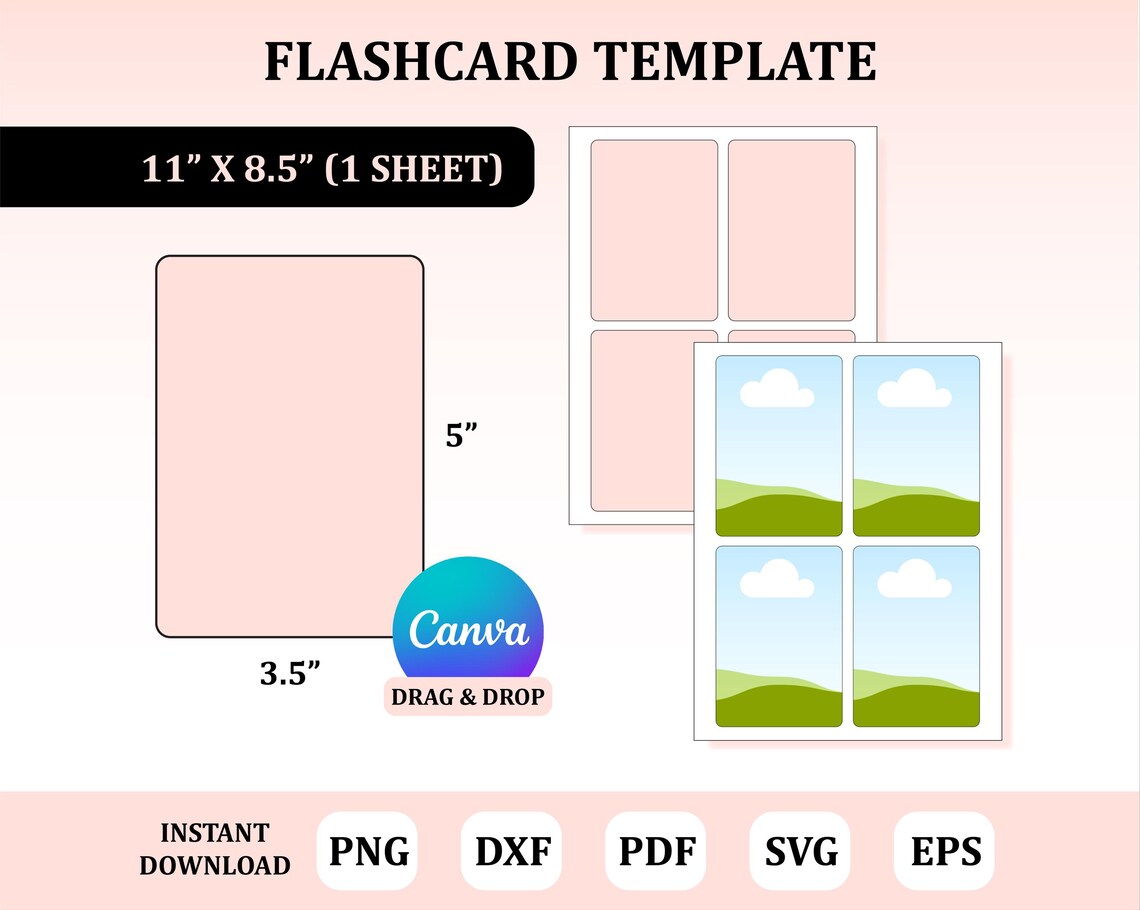 Flashcard Template, Flashcard Printable Template, Flashcard Blank ...