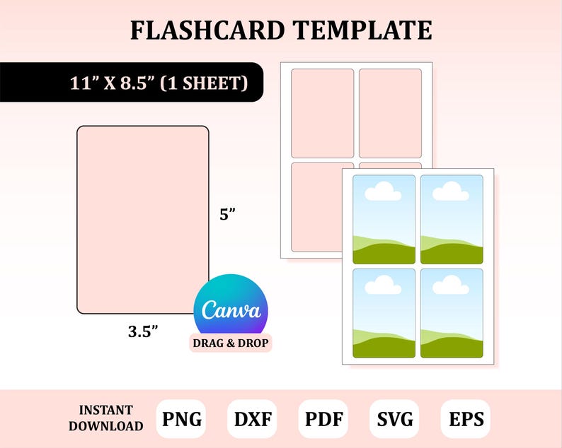 Flashcard Template, Flashcard Printable Template, Flashcard Blank ...