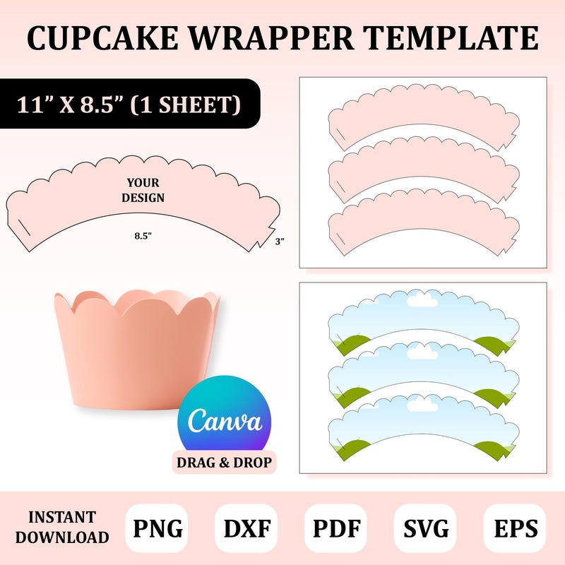 Cupcake Wrapper Template - Etsy