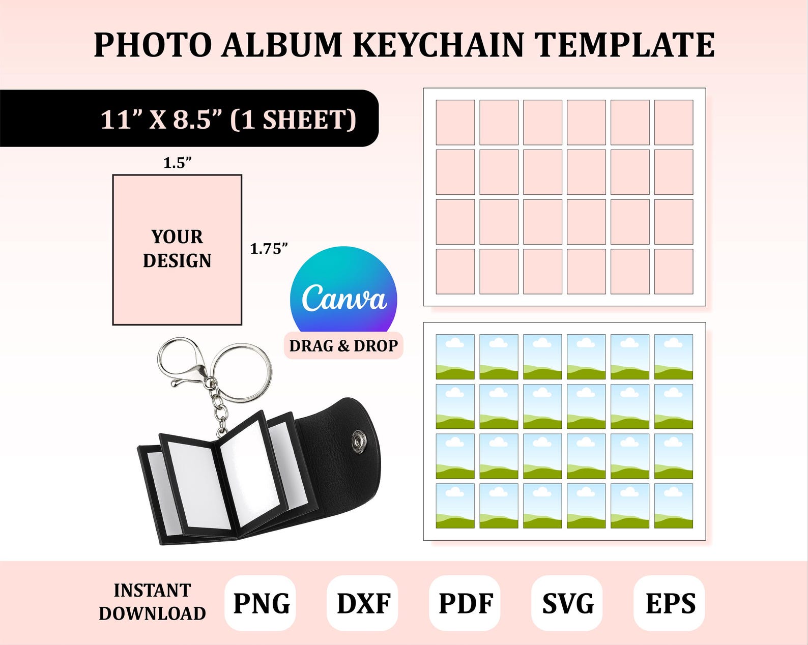 Mini Photo Album Keychain Template: Personalized DIY Gift - Etsy