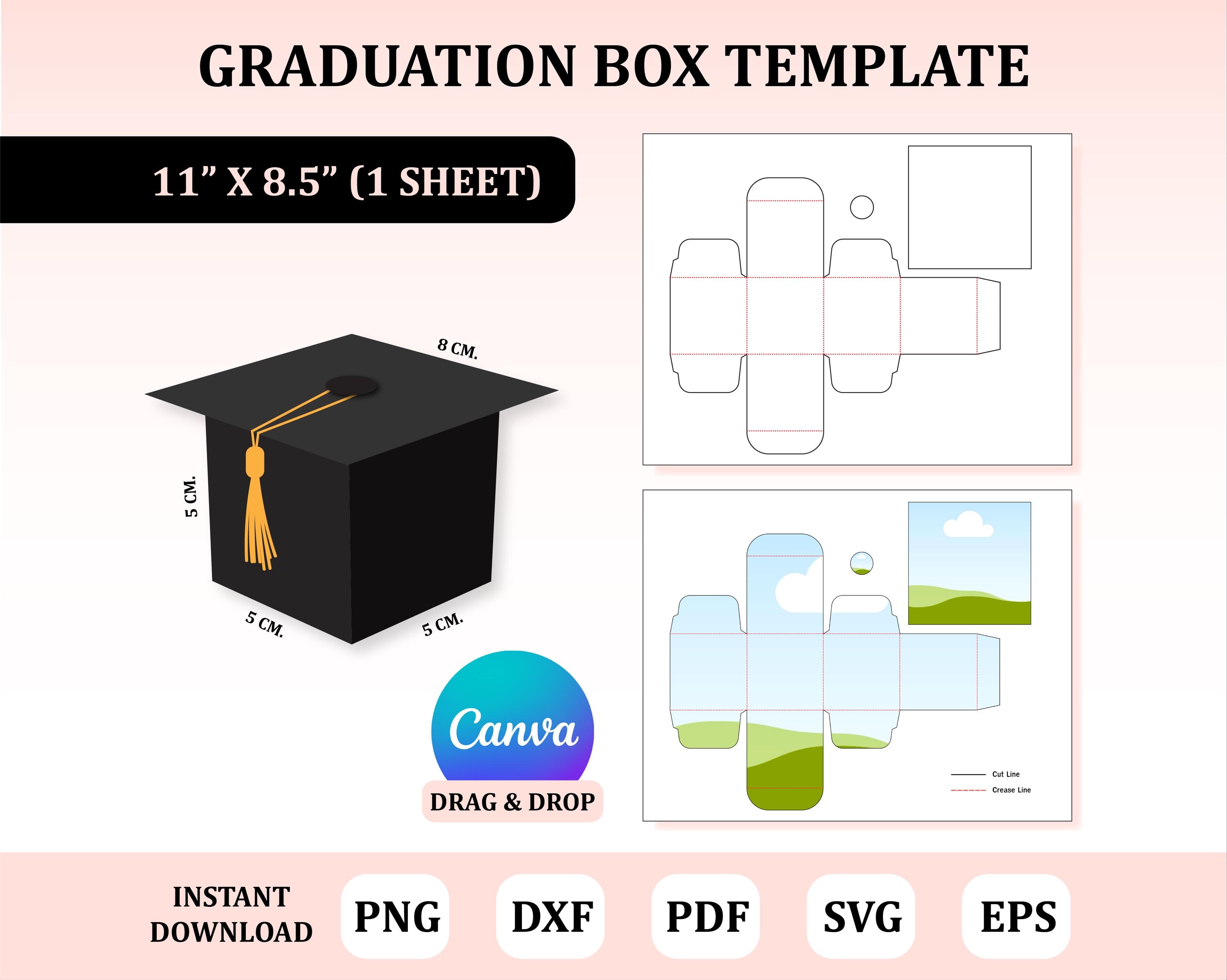 Graduation Box Template, Graduation Hat Box Template, Box Packaging ...