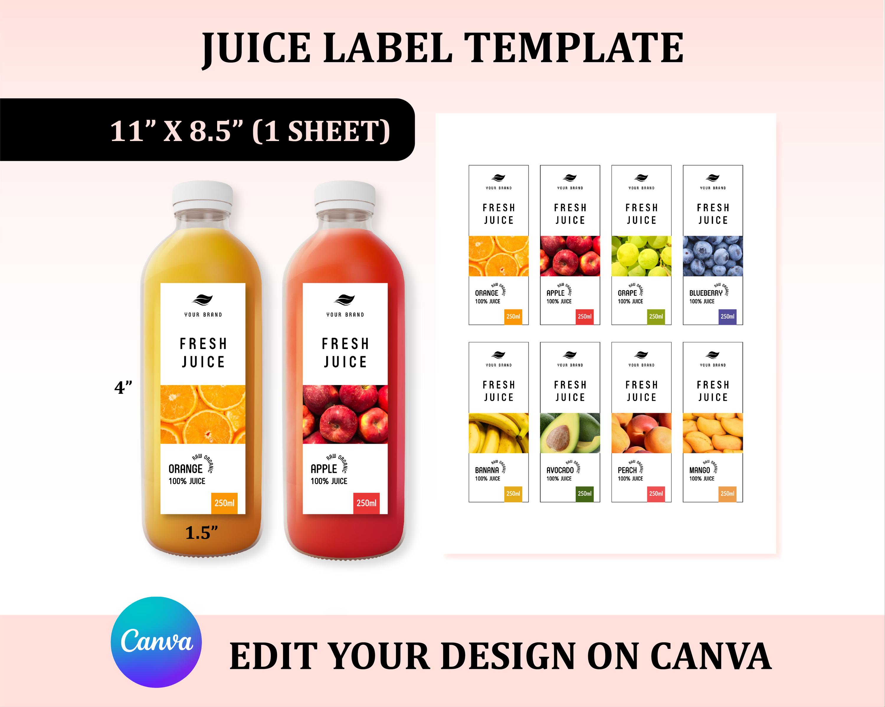 Juice Label, Juice Label Template, Juice Label Design, Juice Label ...