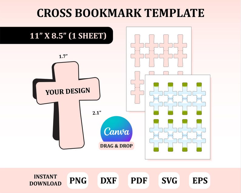 Cross Bookmark Template, Cross Magnet Bookmark Template, Magnet ...