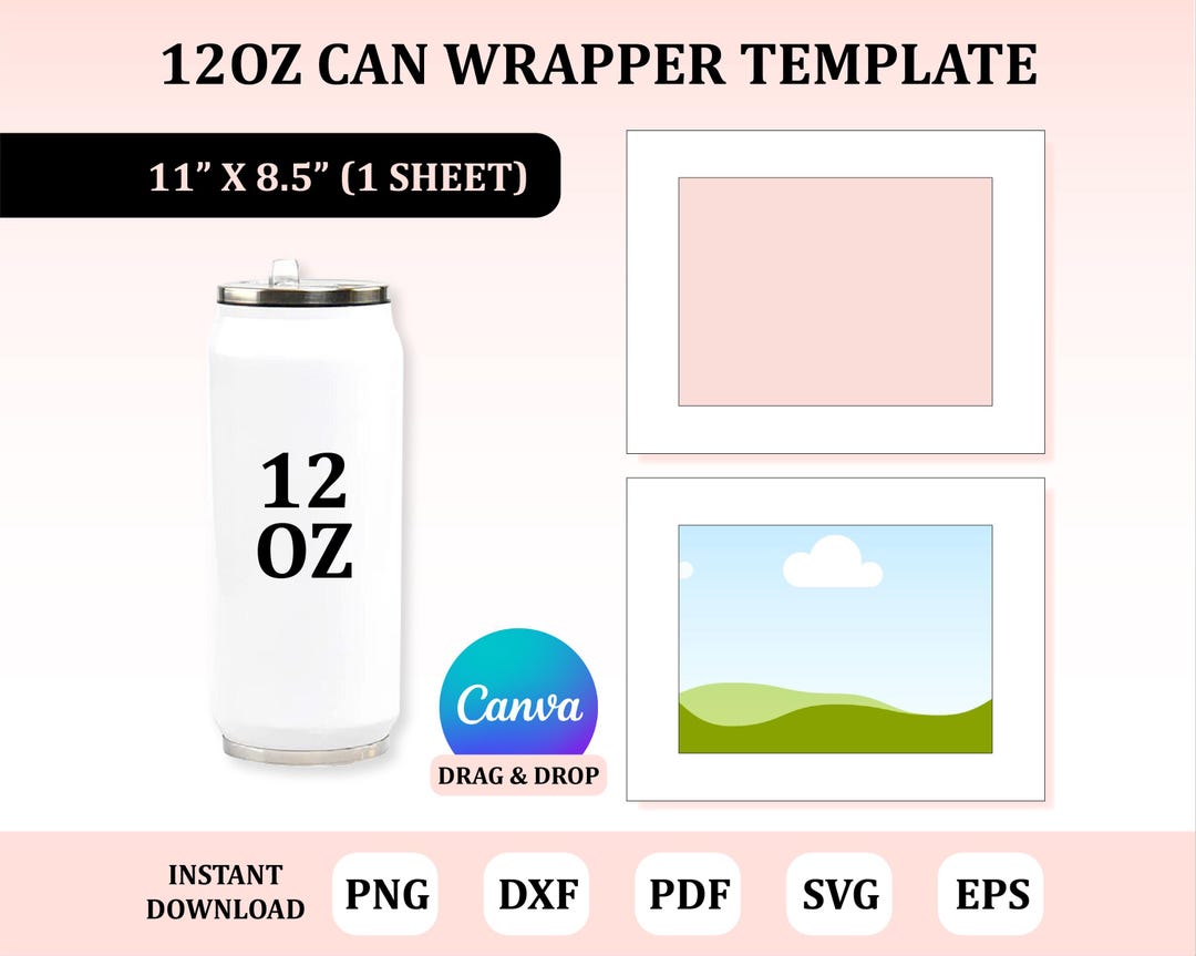 12oz Can Wrapper Template, Can Wrap Template, Can Sublimation, 12oz Can ...