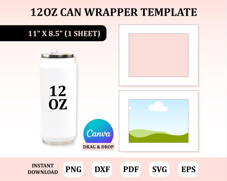 12oz Can Wrapper Template, Can Wrap Template, Can Sublimation, 12oz Can ...