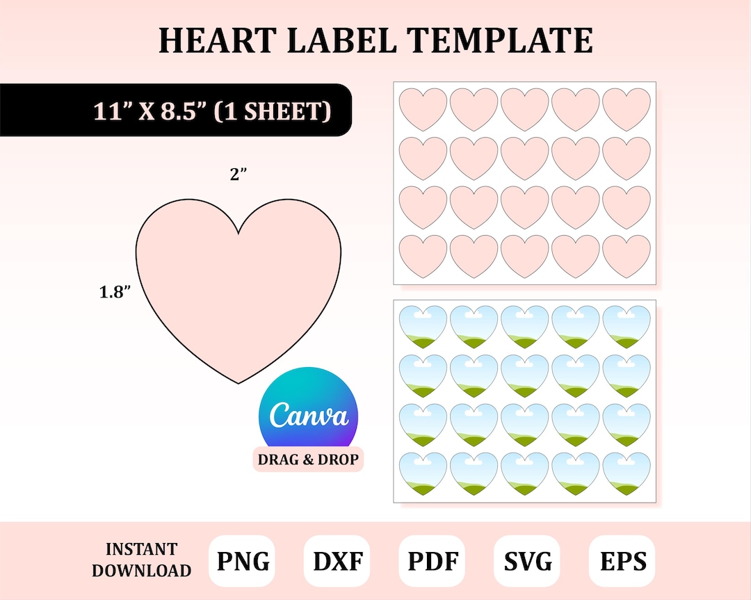 Heart Label Template, Heart Svg , Heart Tag Template, Heart Cut File ...