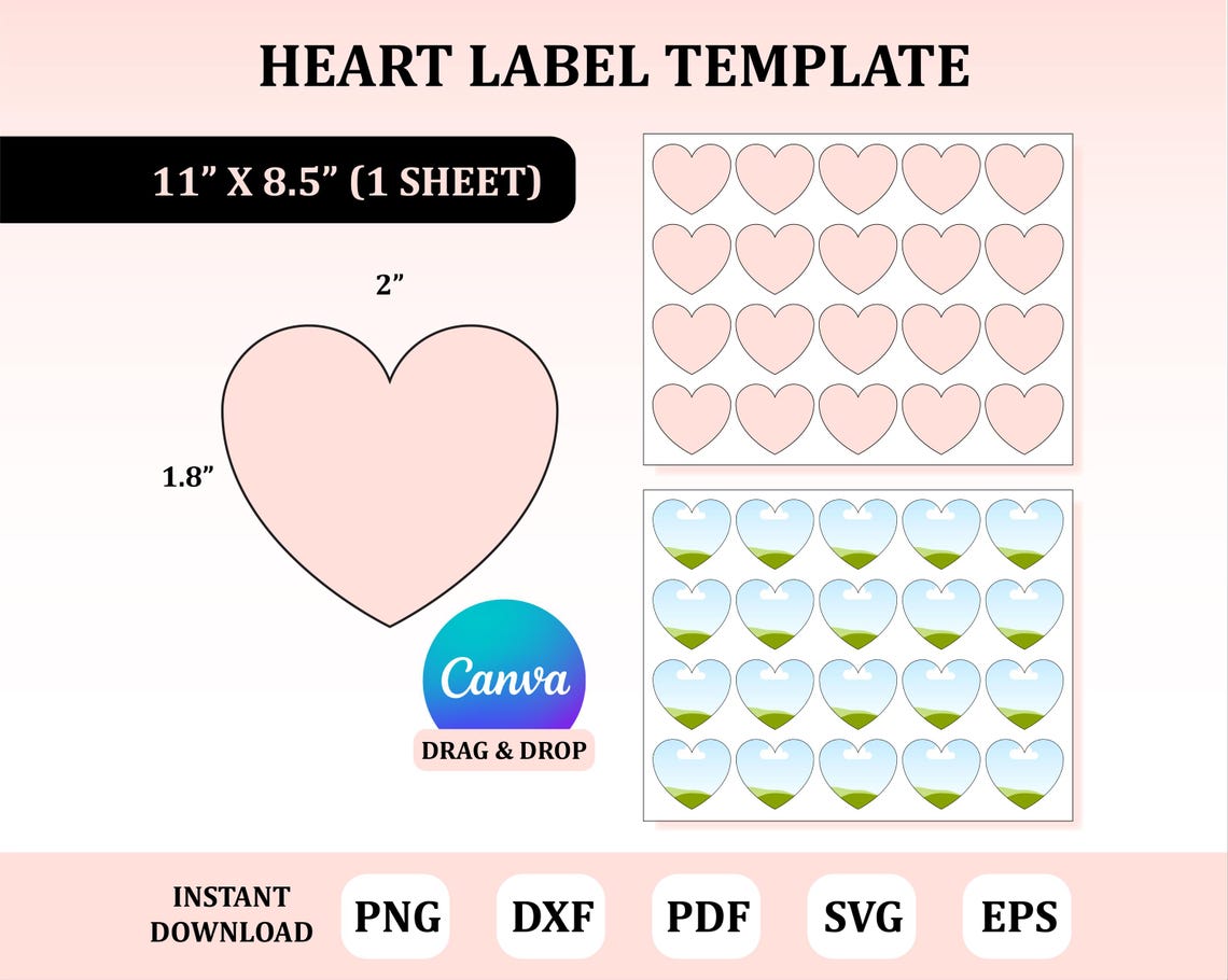 Heart Label Template, Heart Svg , Heart Tag Template, Heart Cut File ...