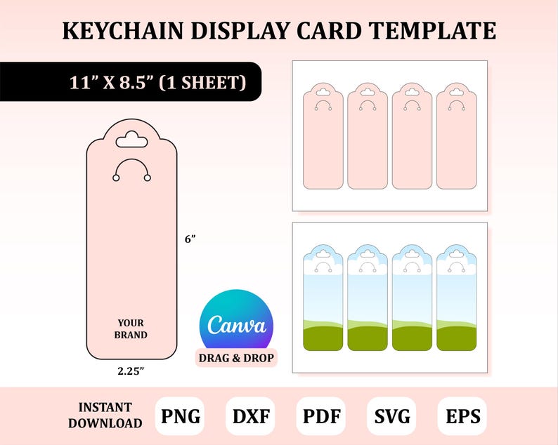 Keychain Display Card Template, Keychain Card Holder Template, Keychain ...