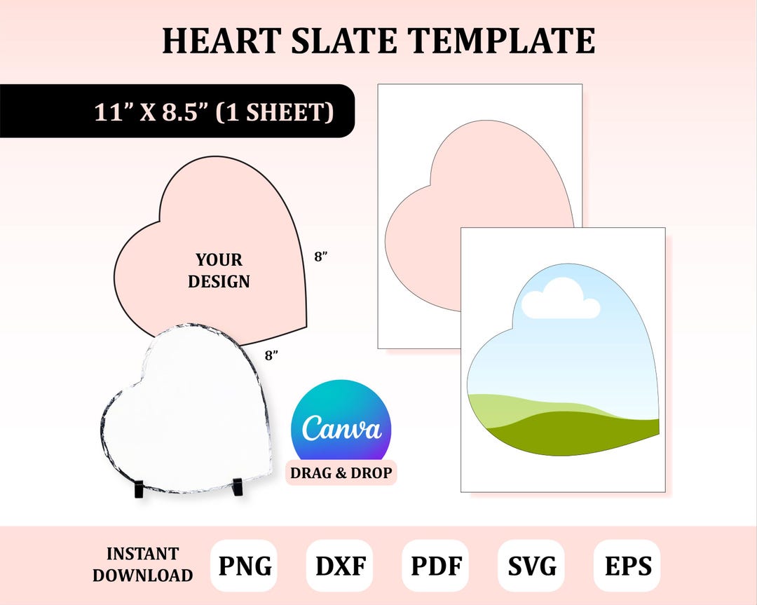 Heart Slate Template, Heart Slate Svg, Slate Sublimation Template ...