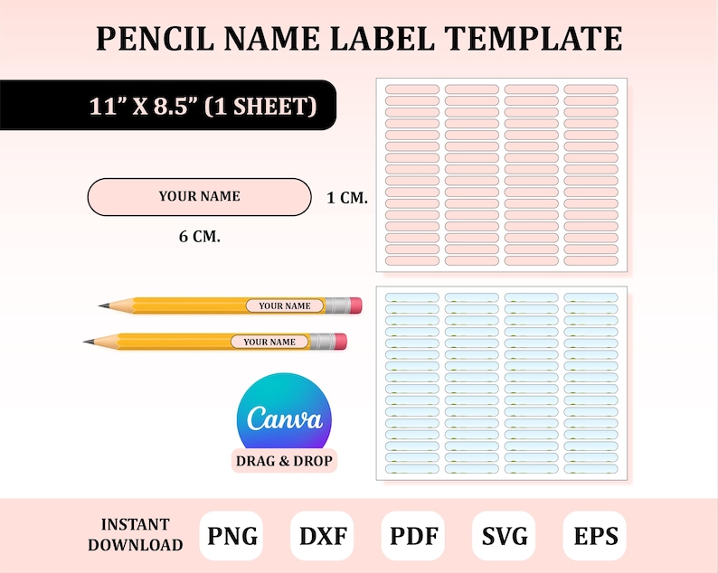 Pencil Name Label Template, Pencil Name Label, Name Label Template ...