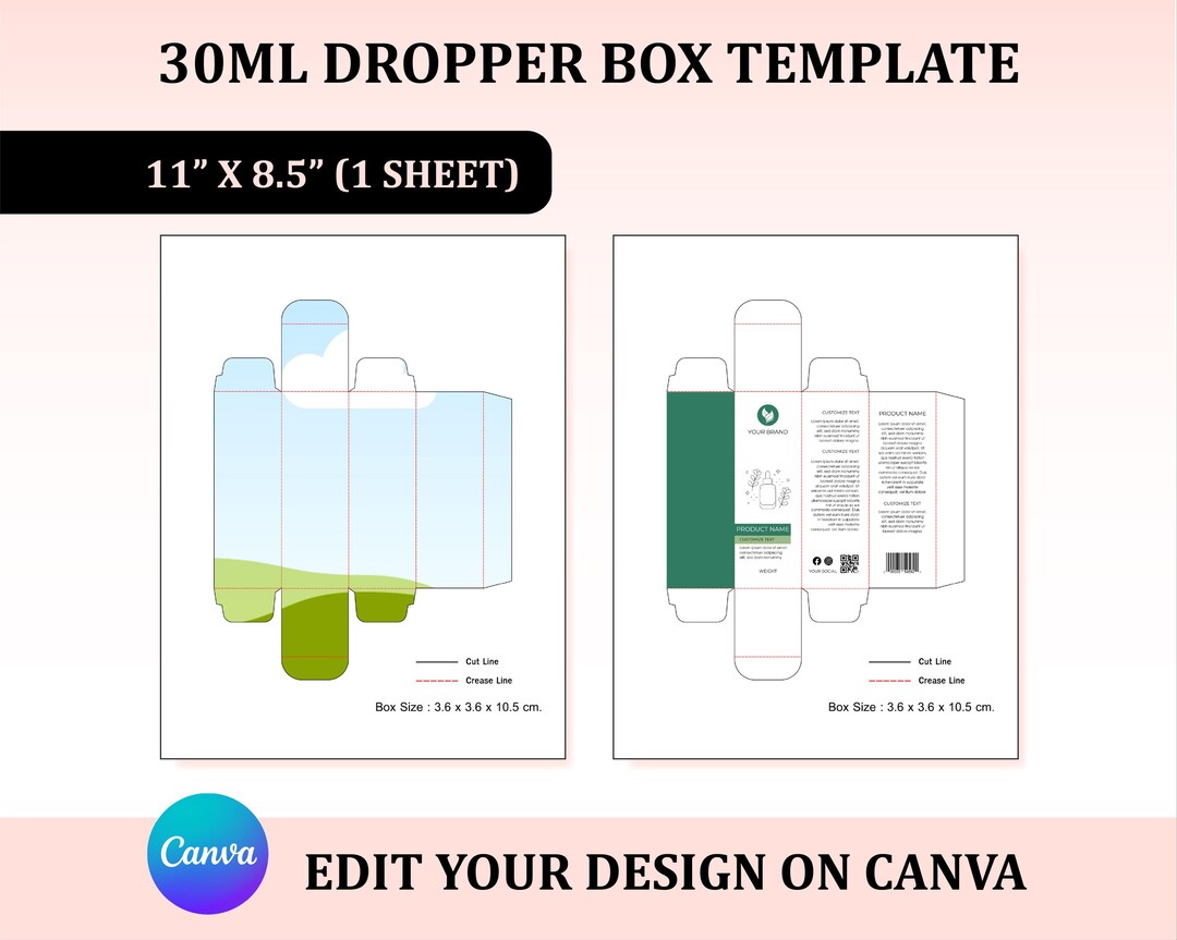 Dropper Box Template: Customizable Canva Design (digital Download) - Etsy