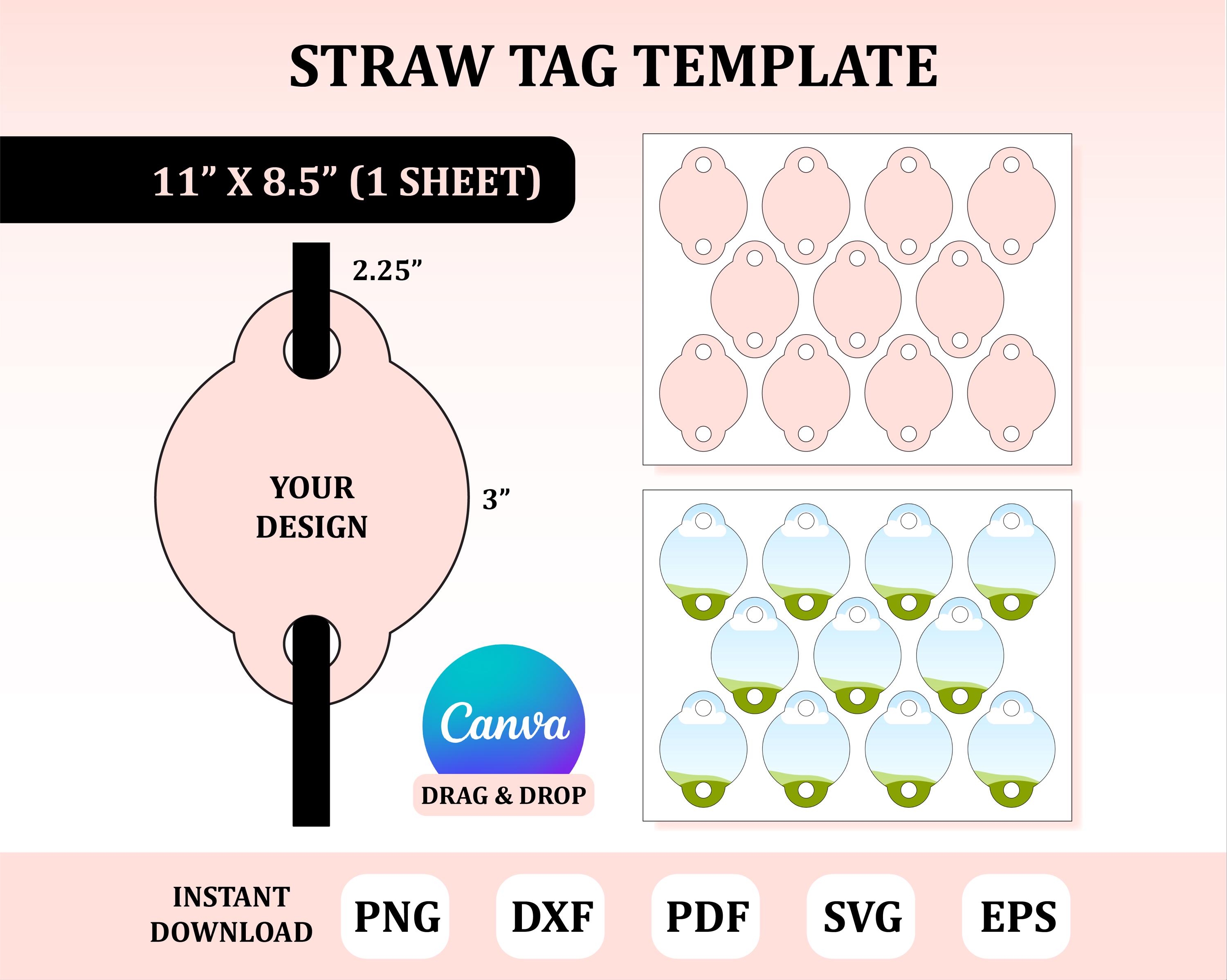 Straw Tag Template, Straw Tag Svg, Straw Tag Blank Template, Custom ...