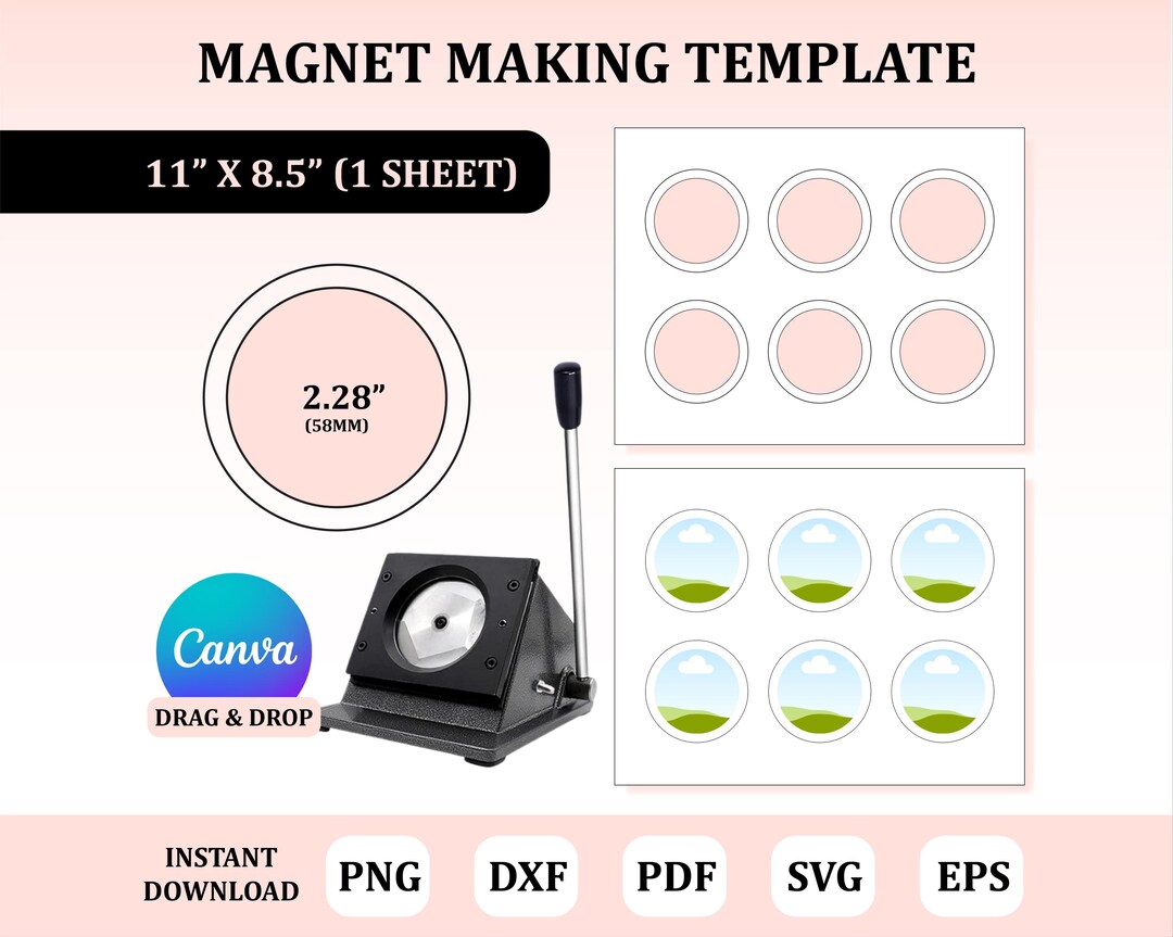 Magnet Maker Template, Circle Fridge Magnet Template, Template for ...