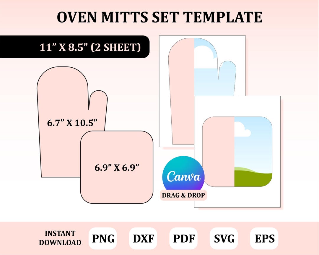 Oven Mitts Set Template, Oven Mitts Set Sublimation, Oven Glove ...