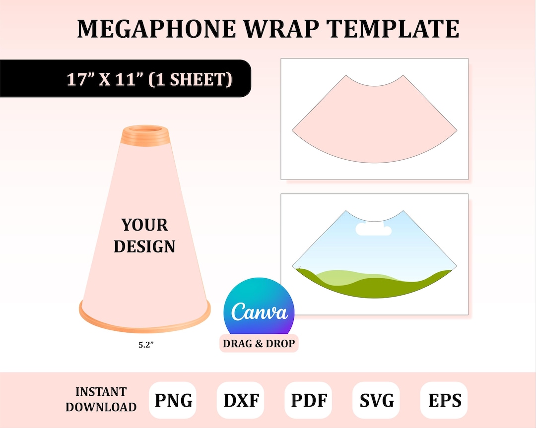 Megaphone Wrap Template, Megaphone Wrap Svg, Wrapper Megaphone Template ...