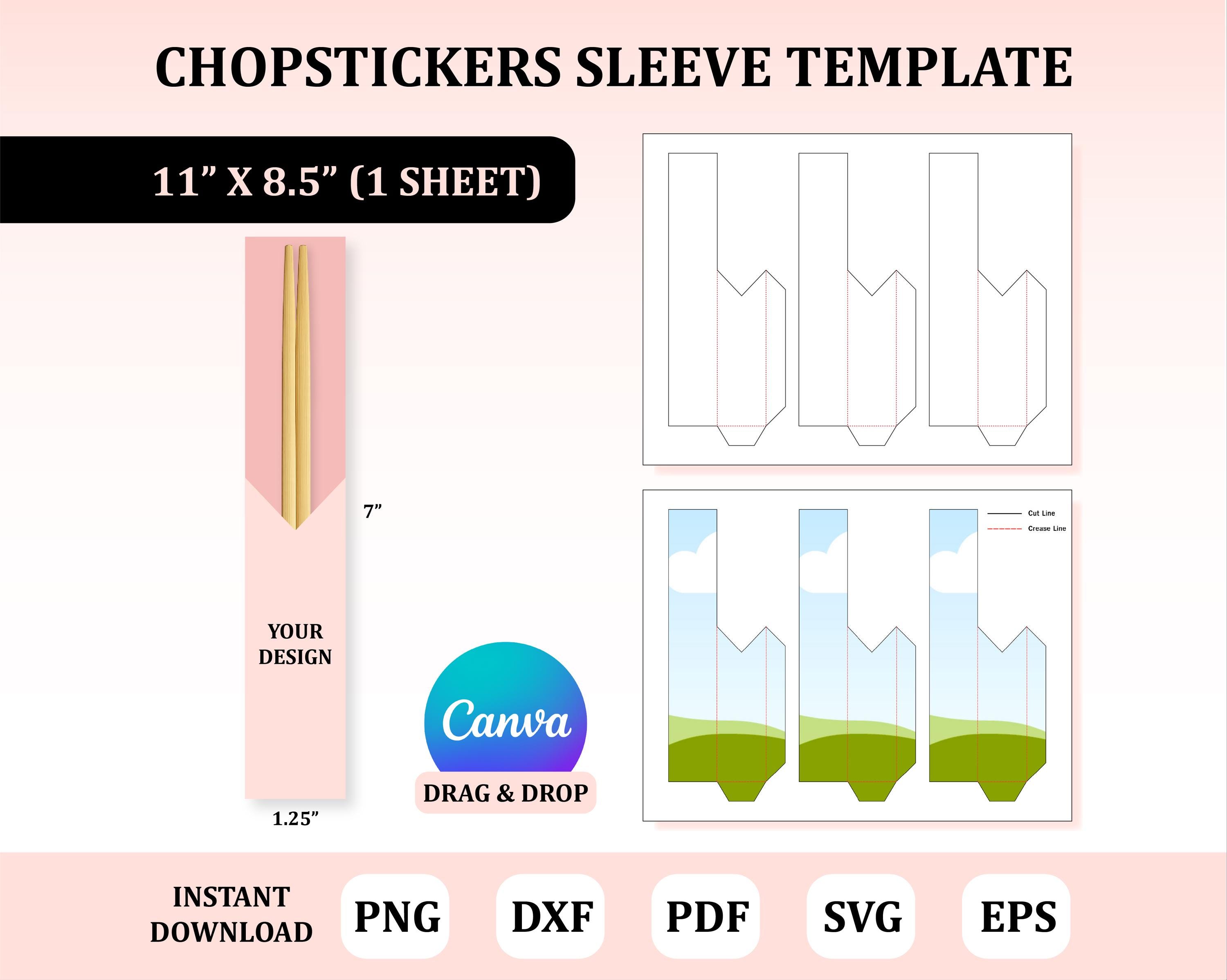 Chopsticks Sleeve Template, Chopsticks Sleeve Svg, Chopsticks Packaging ...
