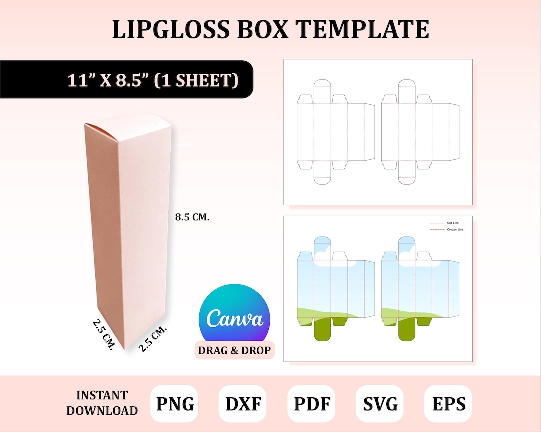Lipgloss Box Template, Lipgloss Box Svg, Lipstick Box Template ...