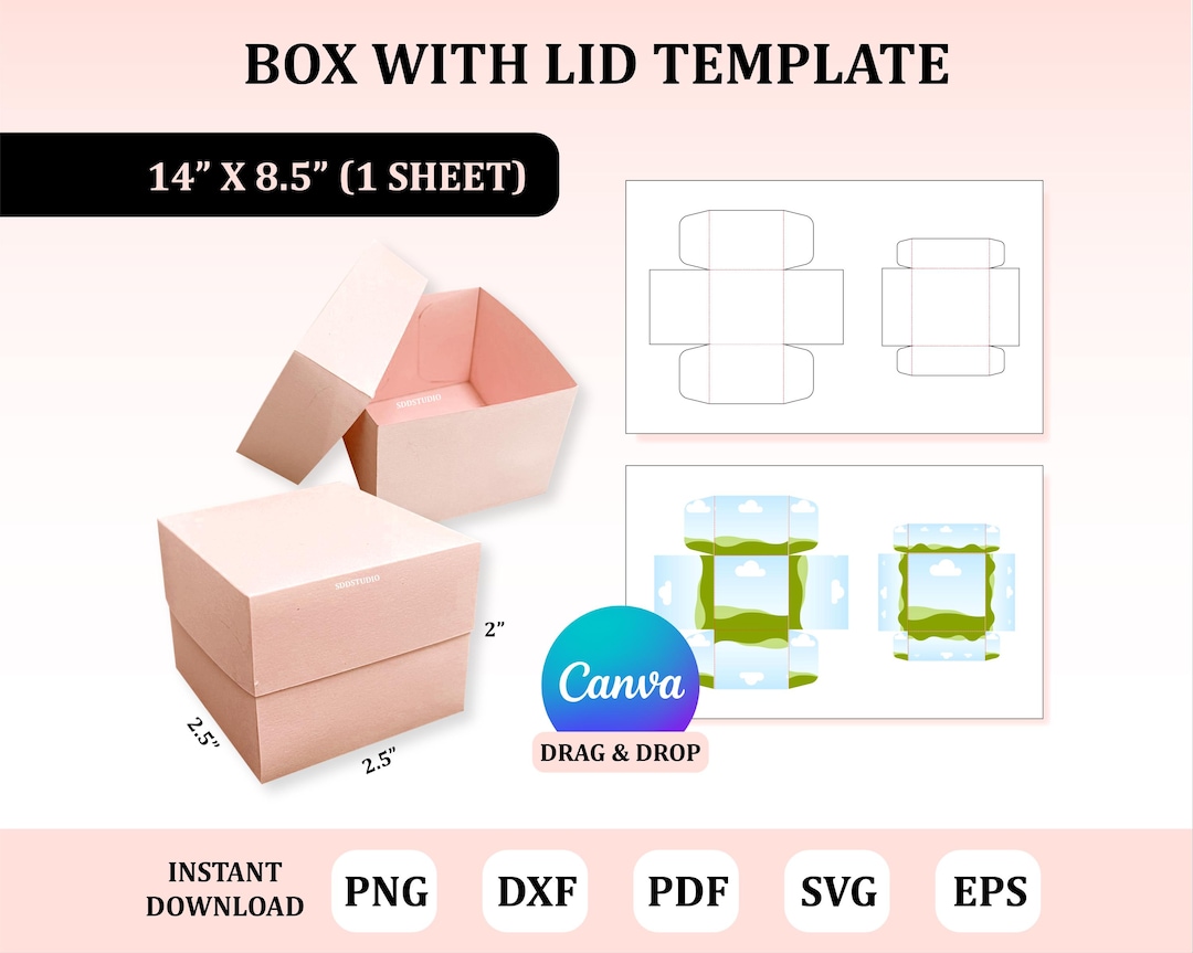 Box With Lid Template, Box With Lid Svg, Gift Box Template, Accessories ...
