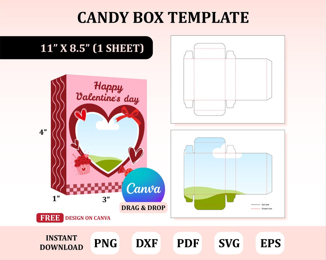 Candy Box Template, Packaging for Valentine, Sweethearts Candy Box ...